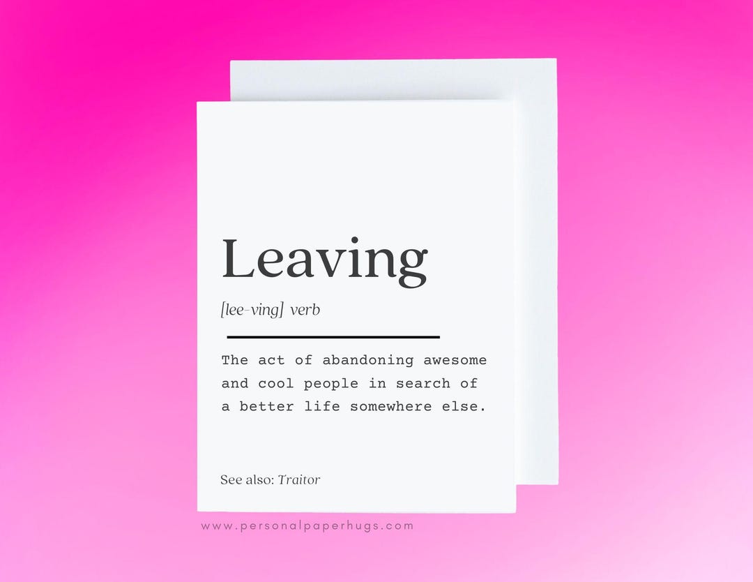 Funny Farewell Card, Leaving Definition, Going Away Card, Goodbye Card ...