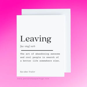 Funny Farewell Card, Leaving Definition, Going Away Card, Goodbye Card ...