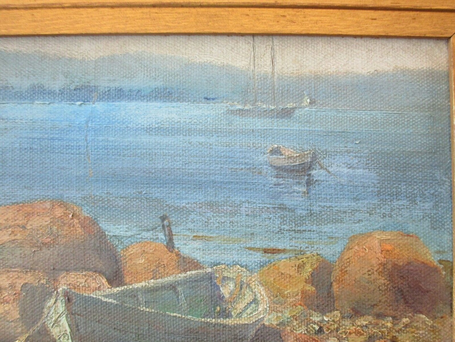 Augustus W. Buhler Oil Painting Beach Scene With Row Boat Poss ...