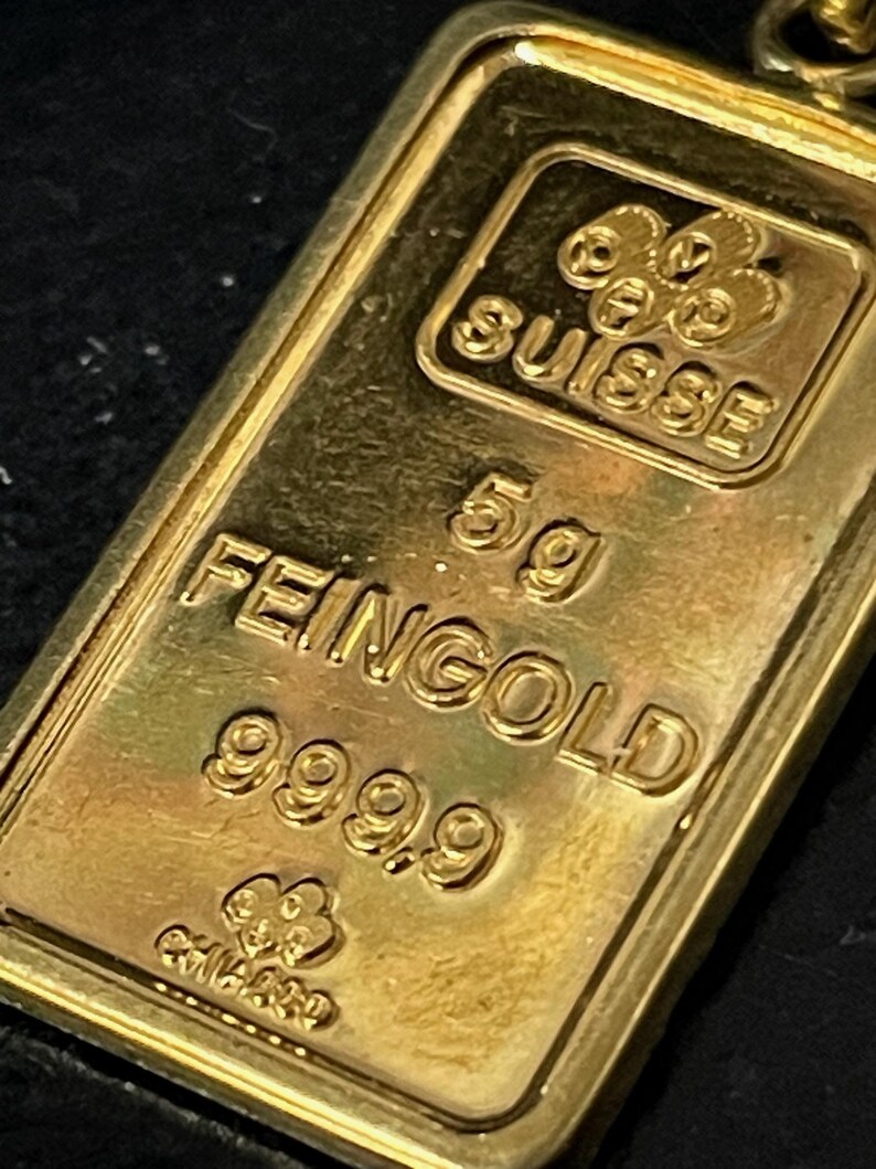 5 Gram Credit Suisse .9999 Feingold Pure Gold Bullion Bar in 18kt ...