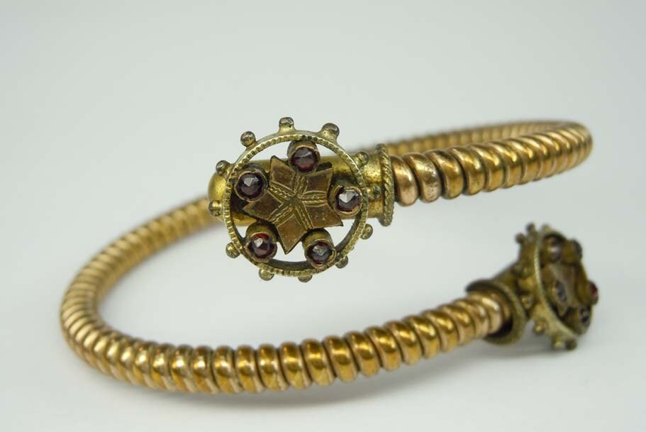 19th Century Victorian Gold Filled Bohemian Garnet Armlet or Bracelet ...
