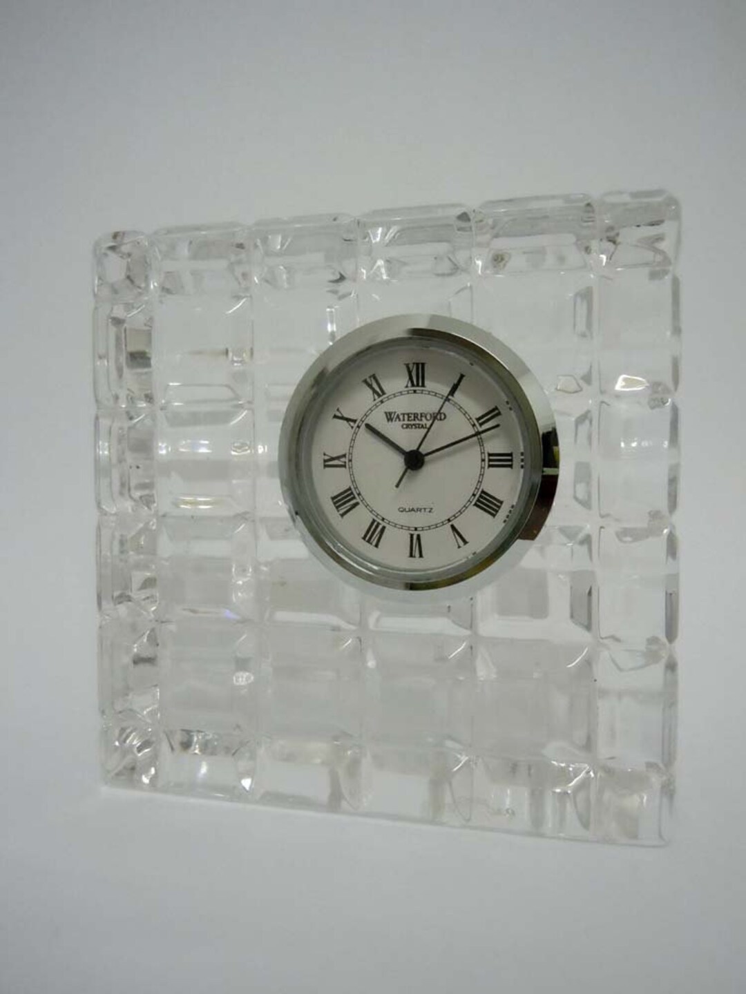 Beautiful Waterford Crystal Square Checkerboard Design Desk Shelf Clock ...