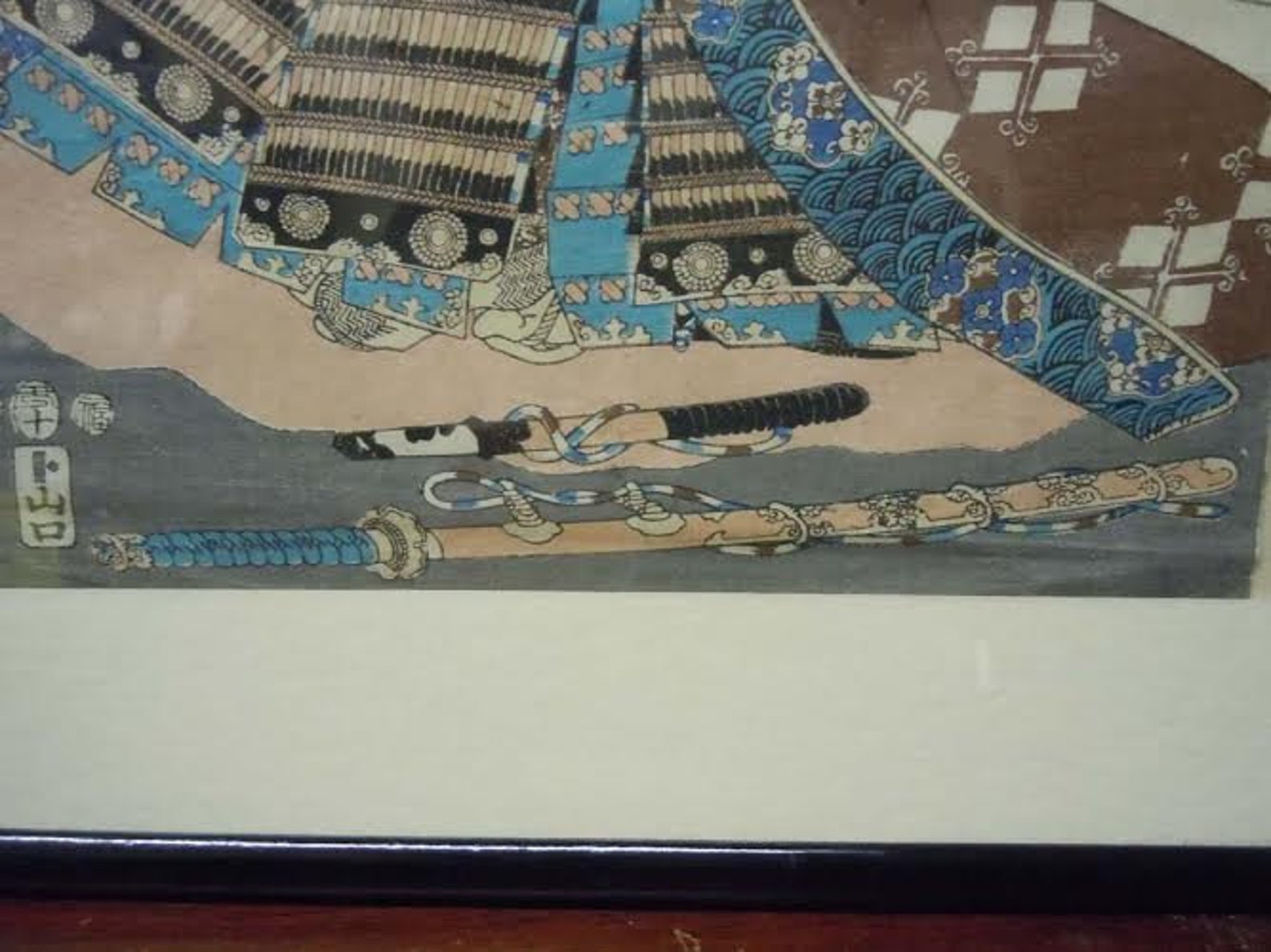 Meiji Era Japanese Woodblock Print Samurai Warrior With Katana and ...