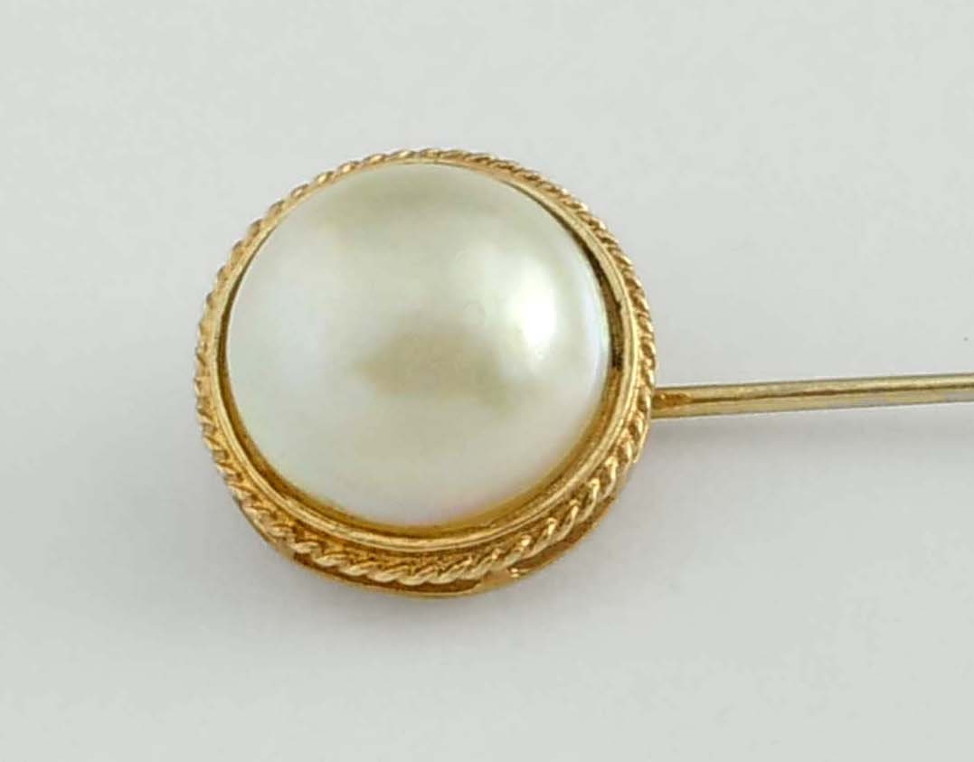 Impressive Creamy White 12mm Mabe Pearl Stick Pin in a 14kt | Etsy