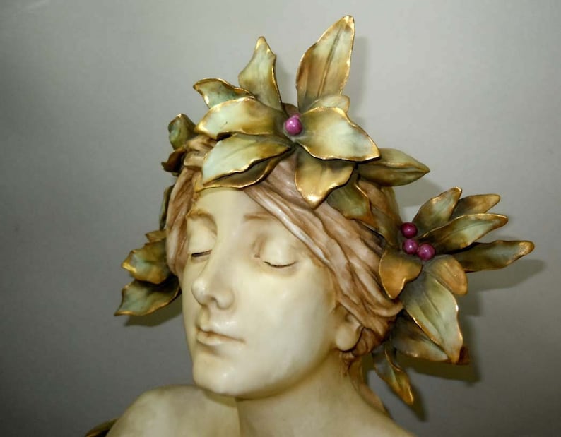 Monumental Art Nouveau Glazed Ceramic Amphora Female Bust "daphne" by ...