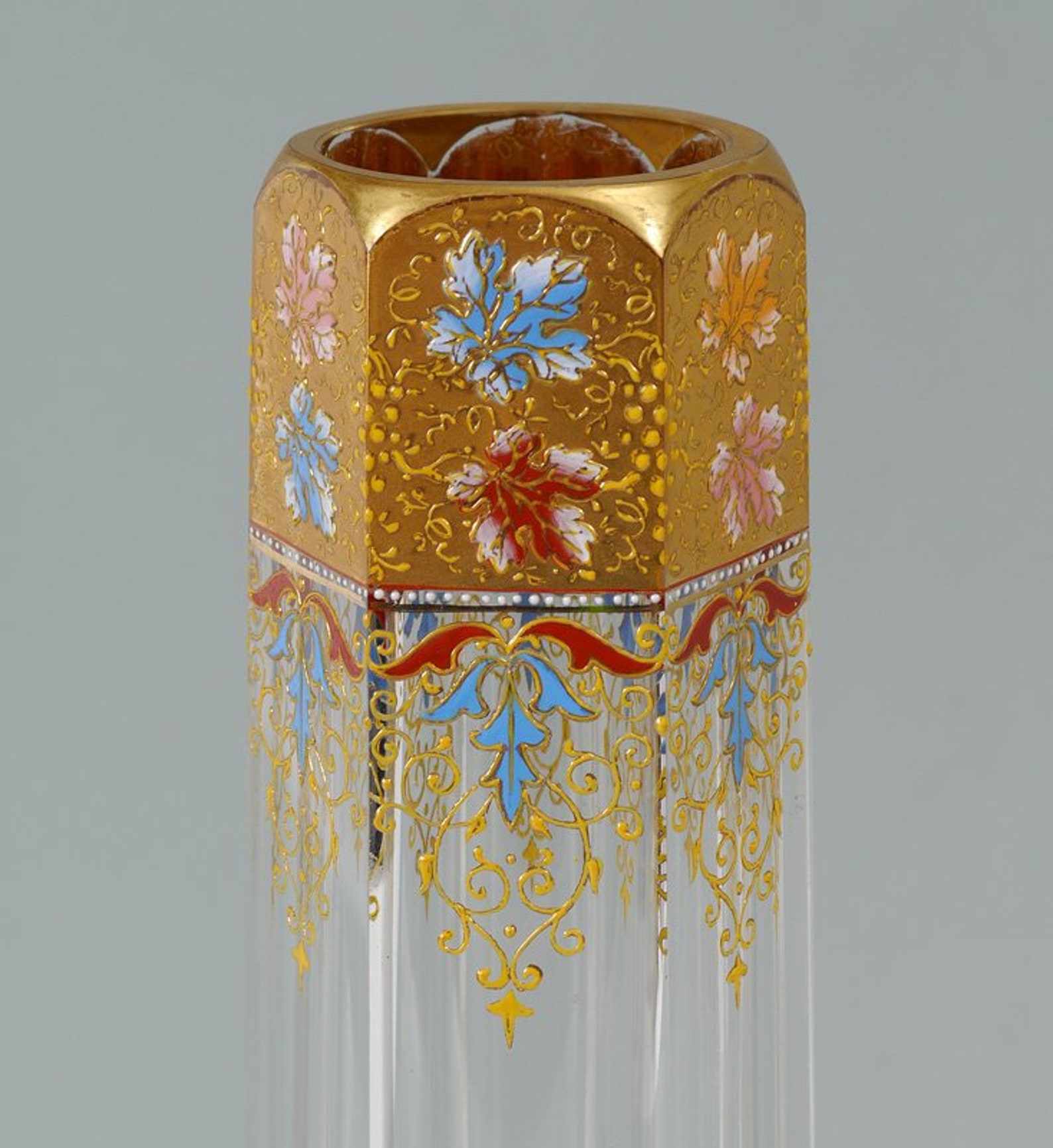 Rare Signed Moser Enameled 6 Sided Art Glass Vase Circa 1900 - Etsy