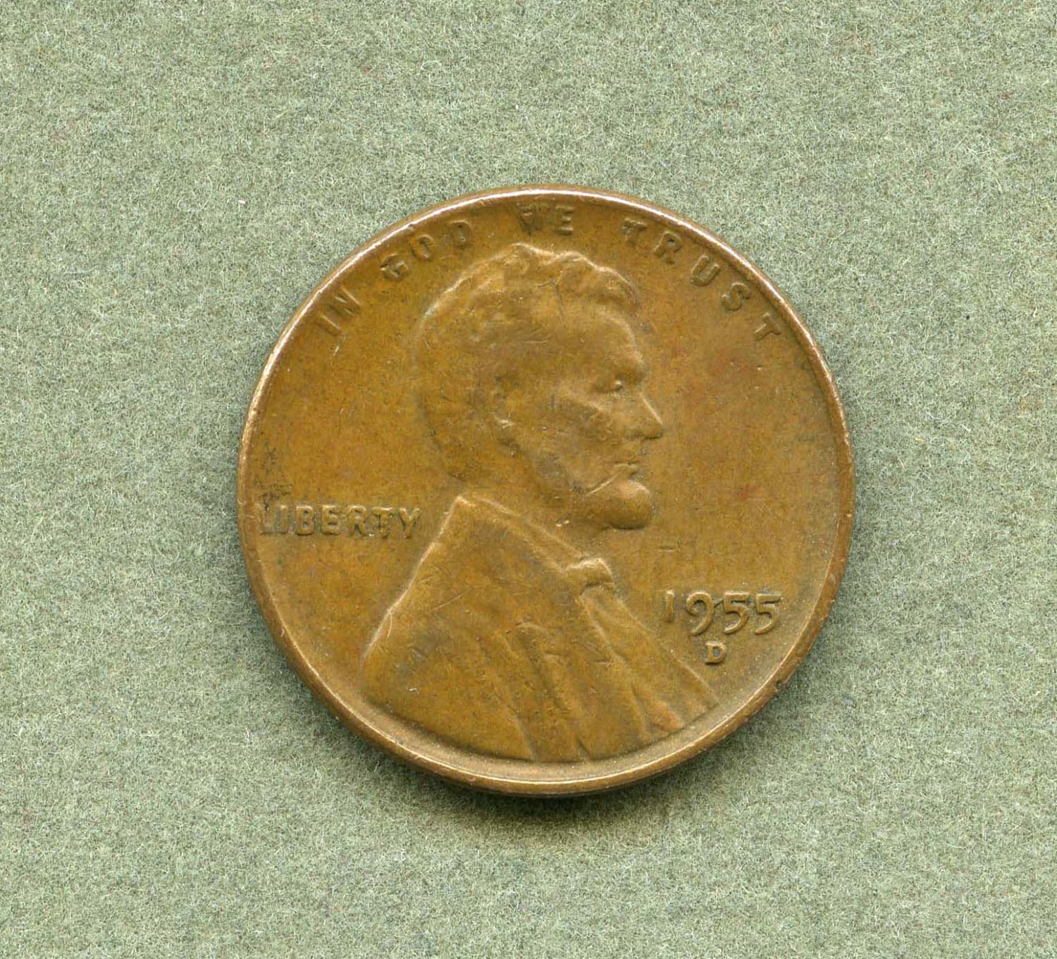 1955-D Die Break Error AU Lincoln Wheat Cent Die Crack Penny US Mint ...