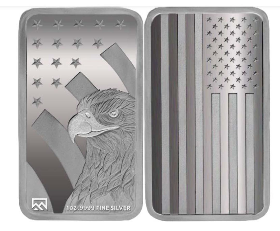 1 Oz Silver Bar - American Flag Design (eagle Back) .999 Pure Silver - Etsy