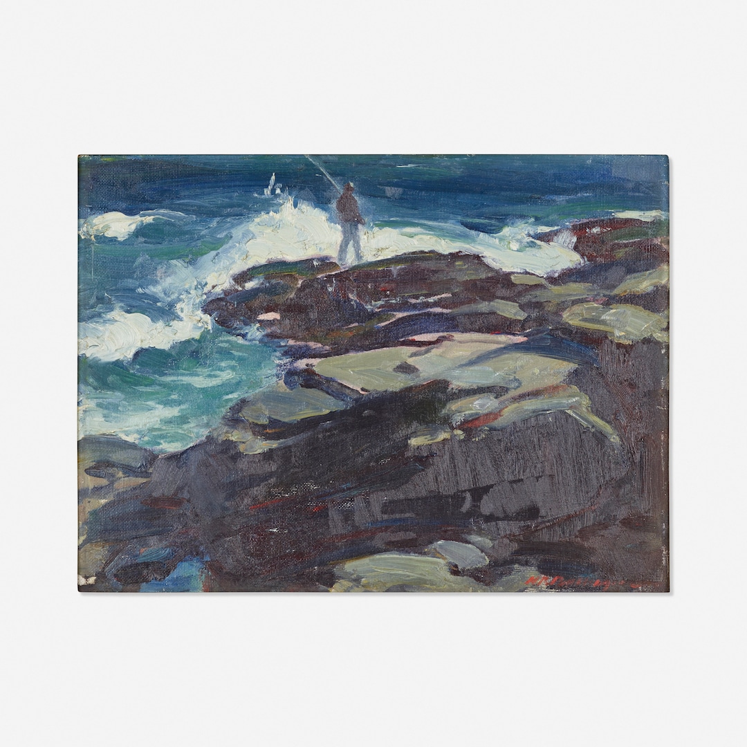 Harry Russell Ballinger Oil Painting Breakers on a Rocky Shore With ...