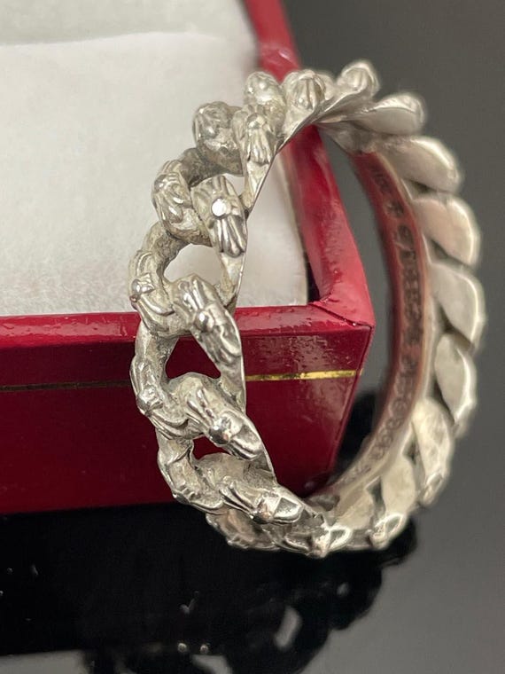 Sterling Silver Chrome Hearts Accented Chain Link Ring - Gem