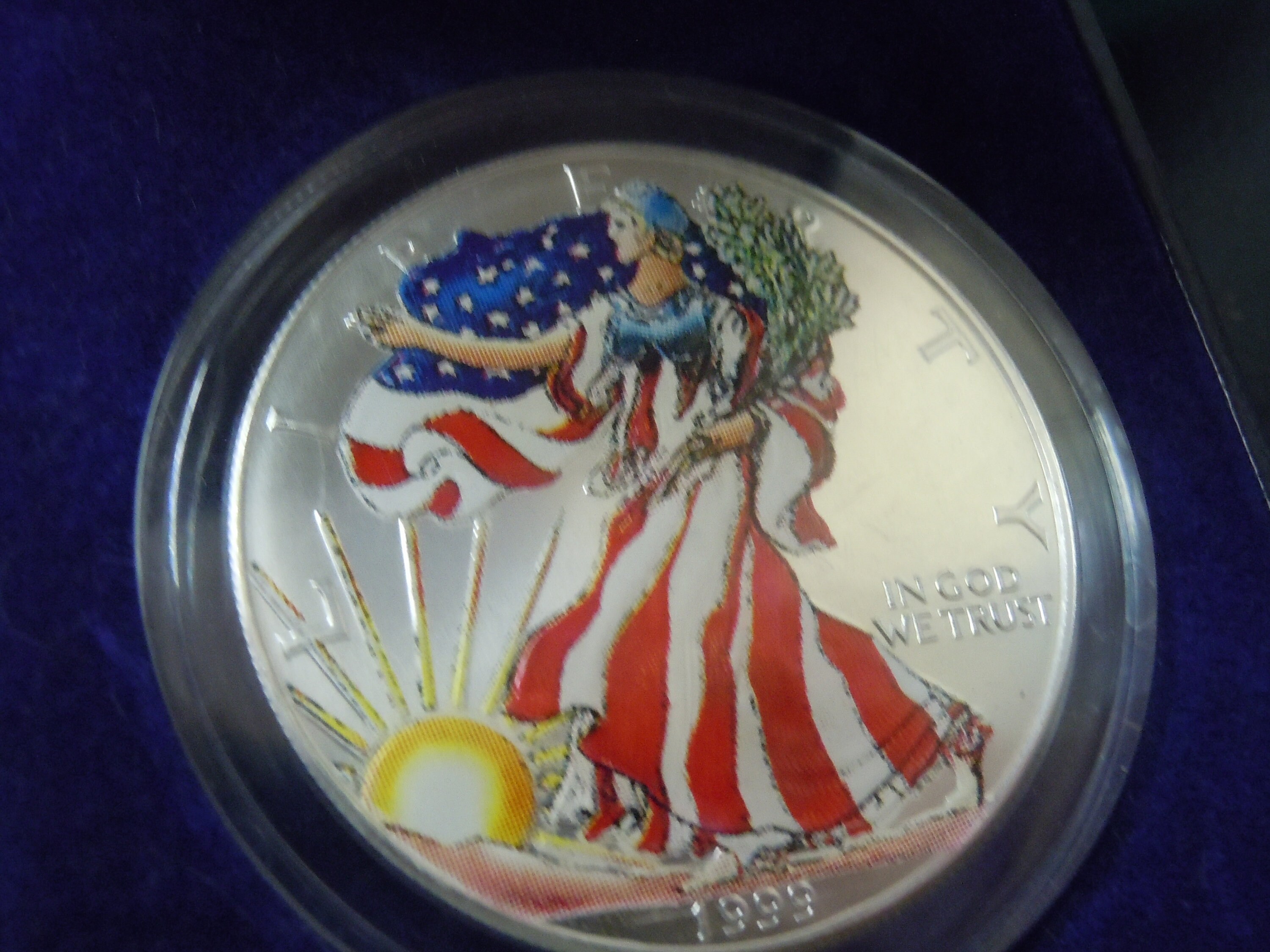 2000 or 1999 COLORIZED PAINTING Walking Liberty US 1 Oz Fine Silver ...