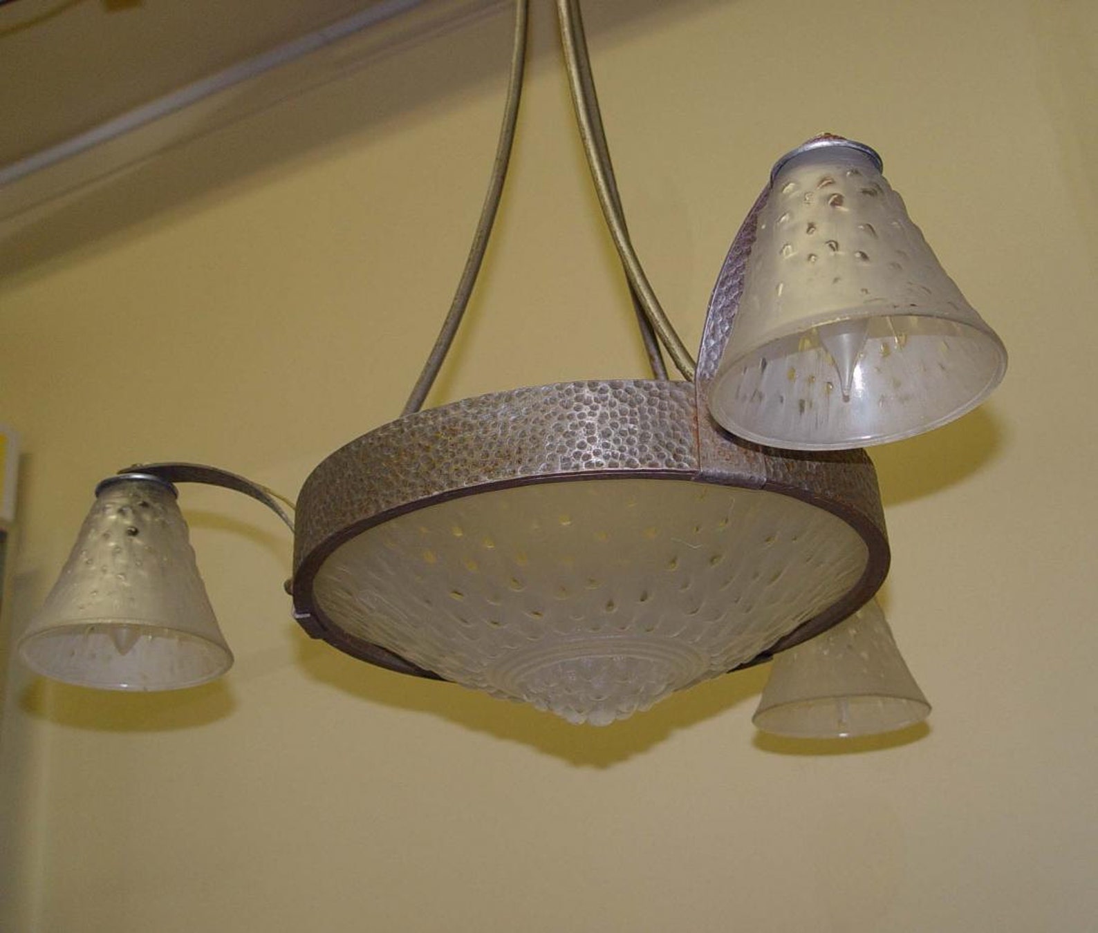 Art Deco Muller Freres Luneville Chandelier Lamp French Art Glass ...