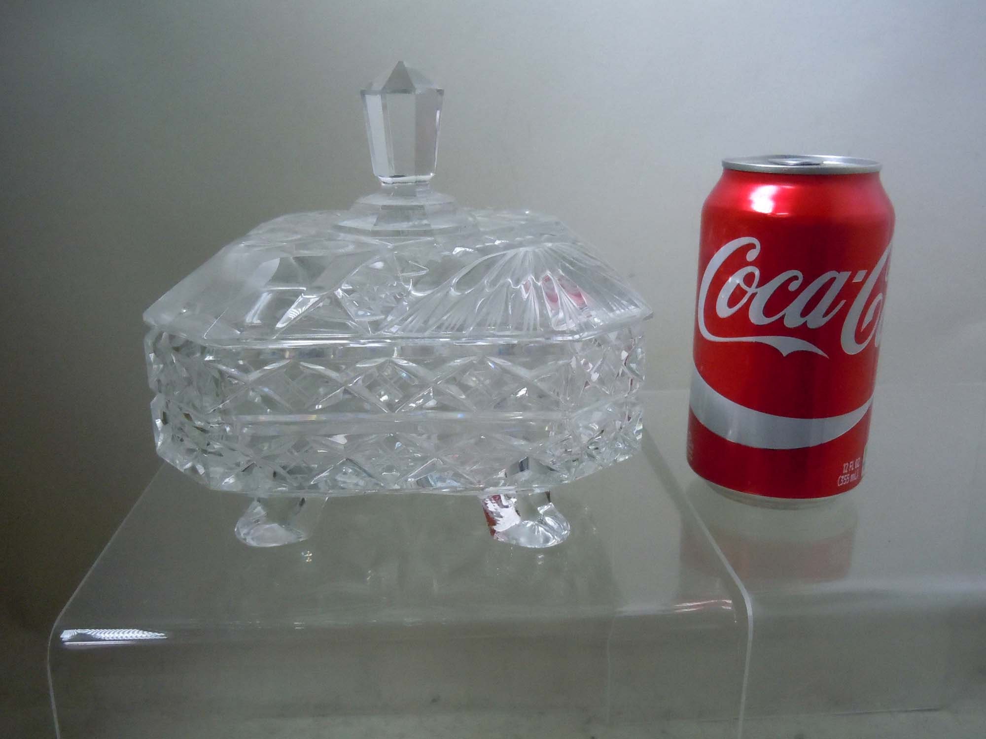 Square Shaped Heavy Cut Crystal Lidded Candy Bowl Dish Floral | Etsy