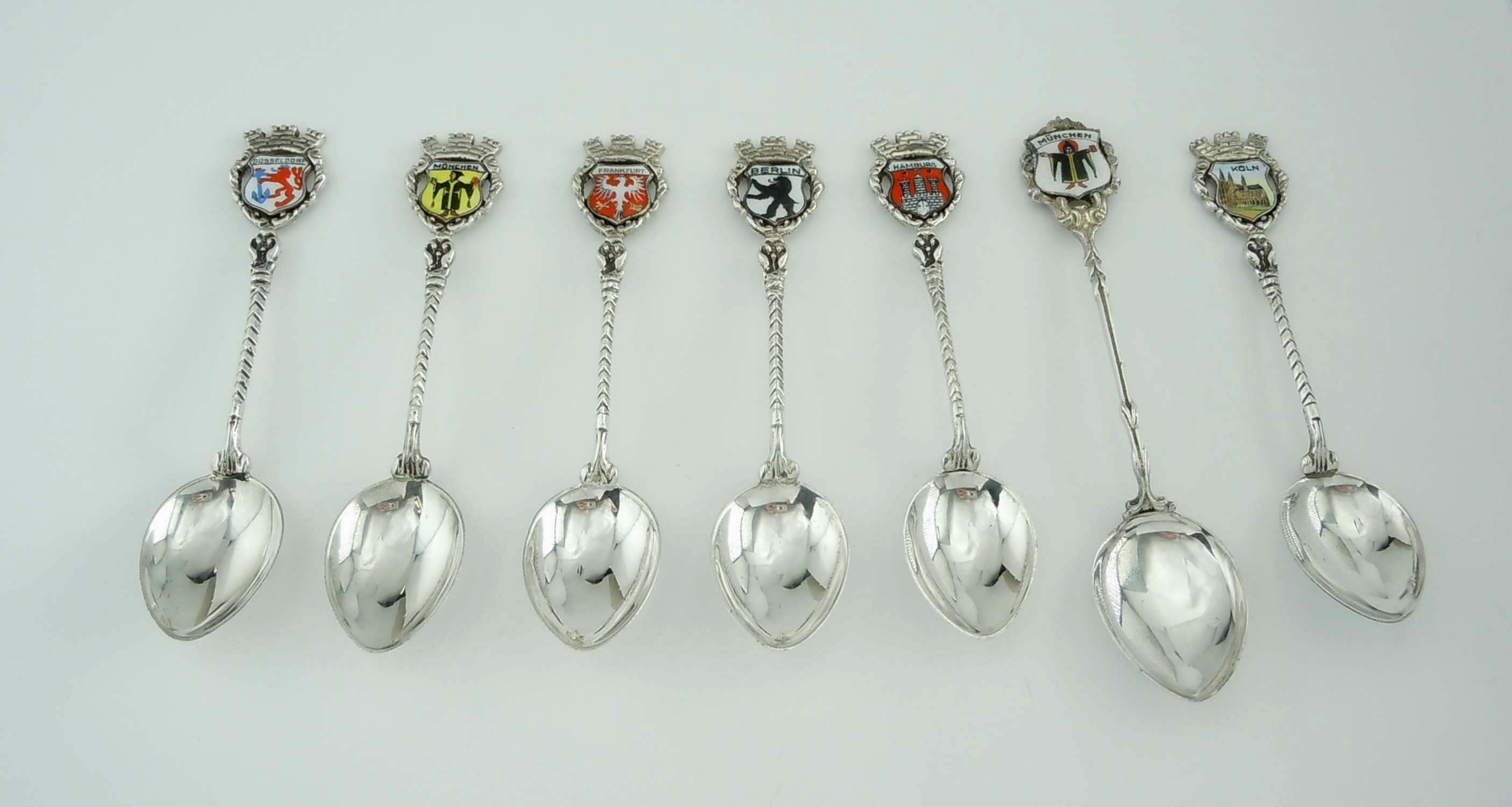 800 Silver German Demitasse Spoon Set of 7 Enamel Medieval | Etsy