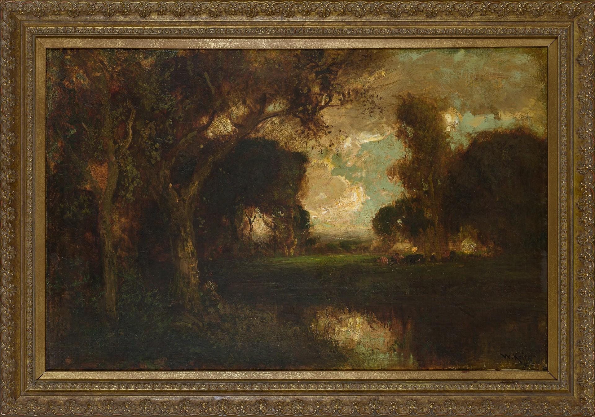 William Keith (american, 1838-1911) Oil on Canvas Painting Forest ...