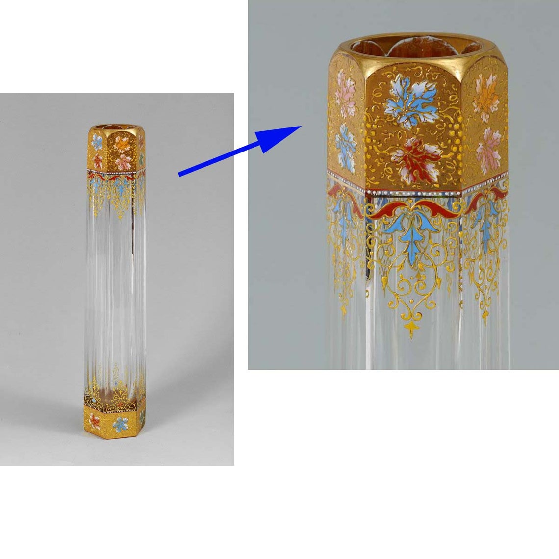 Rare Signed Moser Enameled 6 Sided Art Glass Vase Circa 1900 - Etsy