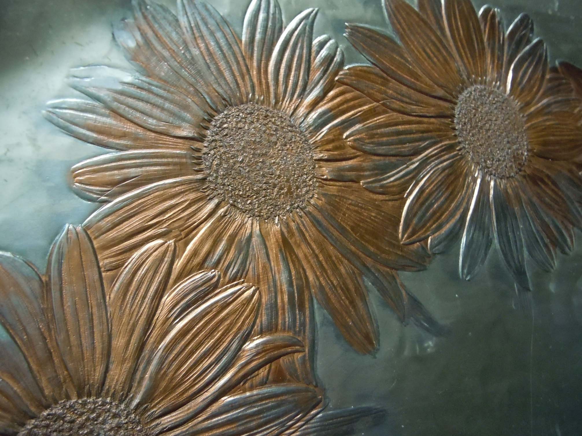 Antique Beaten Copper 697 Sunflower Oval Serving Tray Hammered | Etsy