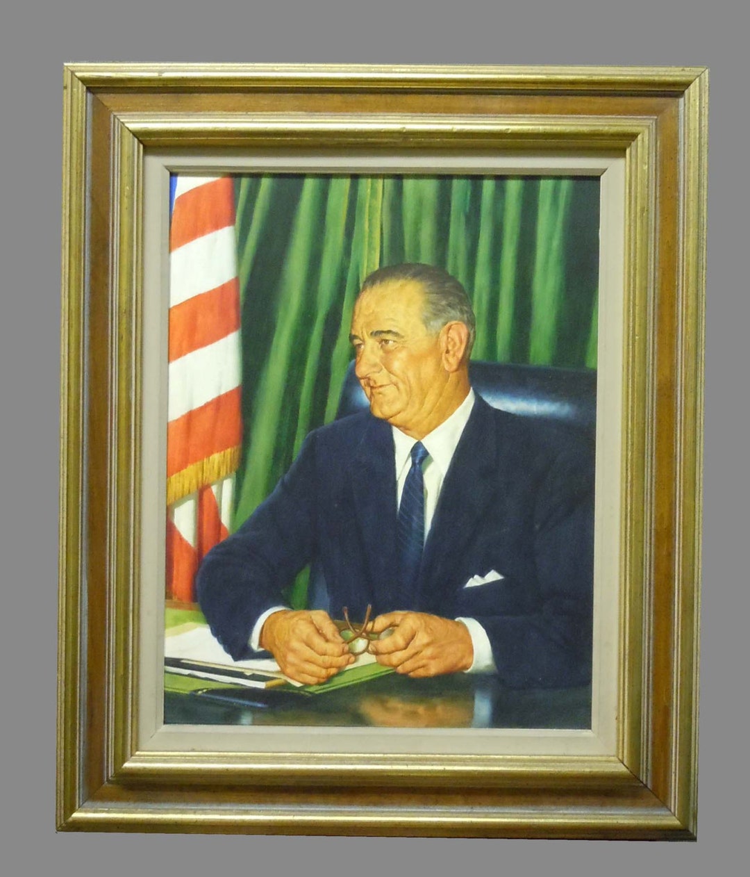 Lyndon B Johnson Oil on Canvasboard Painting Portrait LBJ 36th ...