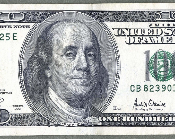 2001 One Hundred Dollar Bill 100 Dollar Bill Green Seal Old | Etsy