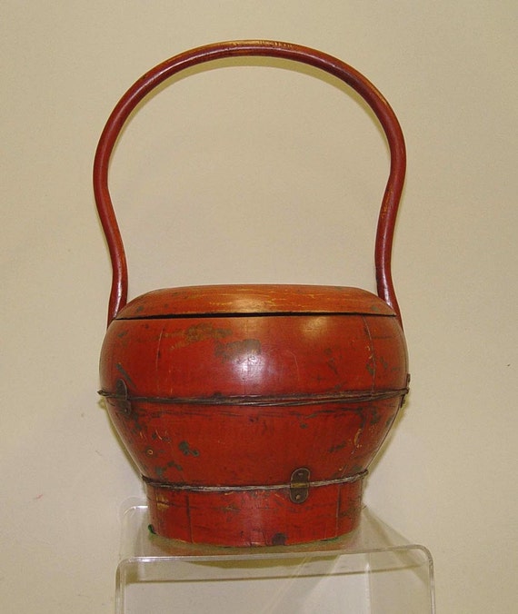 Chinese Wooden Metal Lunch Box Pail Basket 19th Century Rustic | Etsy