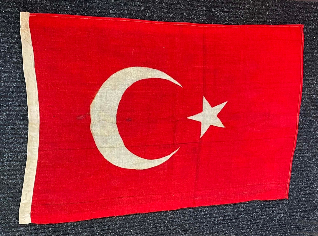 1930's Large Hand Sewn Vintage Wool Cloth Turkish Flag of Turkey ...