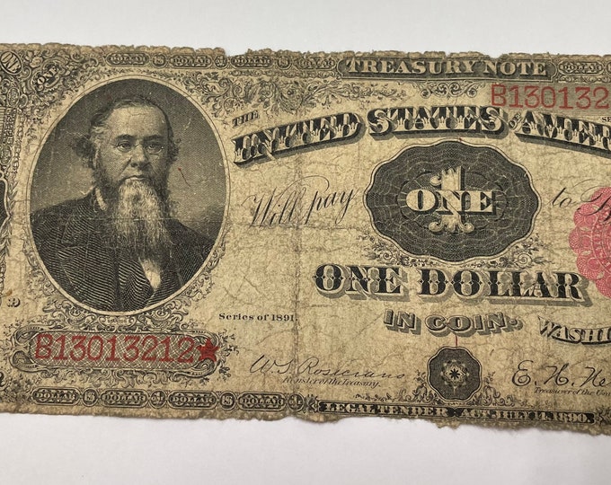 Scarce 1891 One Dollar "stanton" Treasury Note Fr 351 Circulated ...