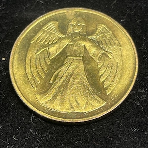 Gold Tone Religious Guardian Angel Token Challenge Coin Medal Thank You ...
