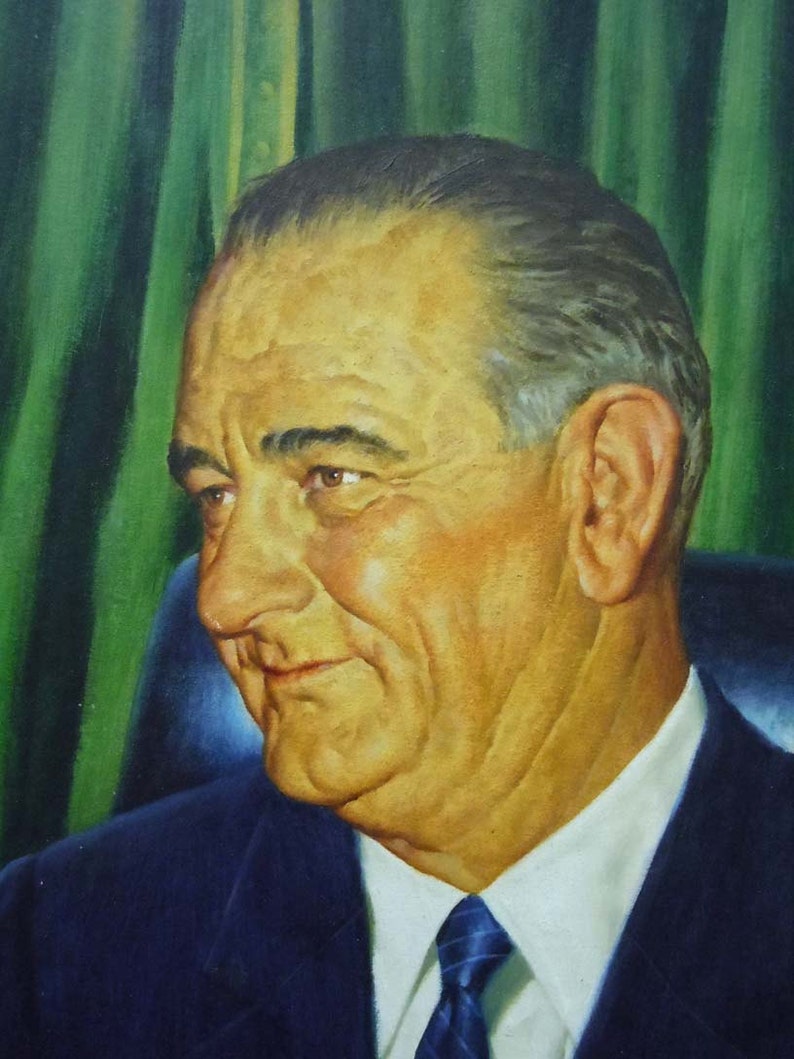 Lyndon B Johnson Oil on Canvasboard Painting Portrait LBJ 36th - Etsy