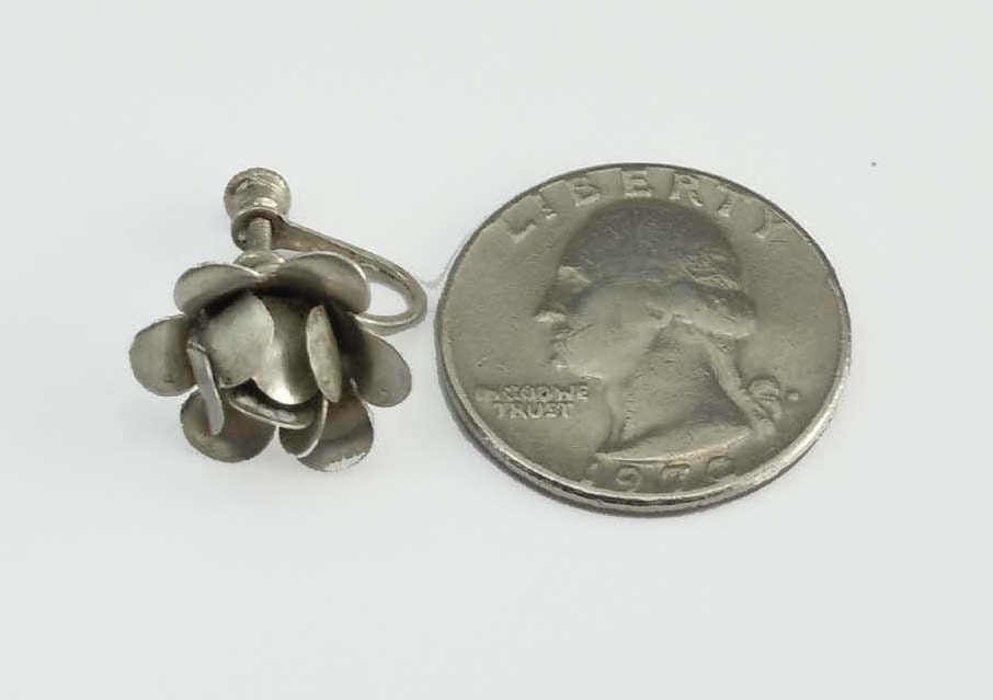 Vintage Sterling Silver Flower Screw Back Earrings Floral Botanical - Etsy