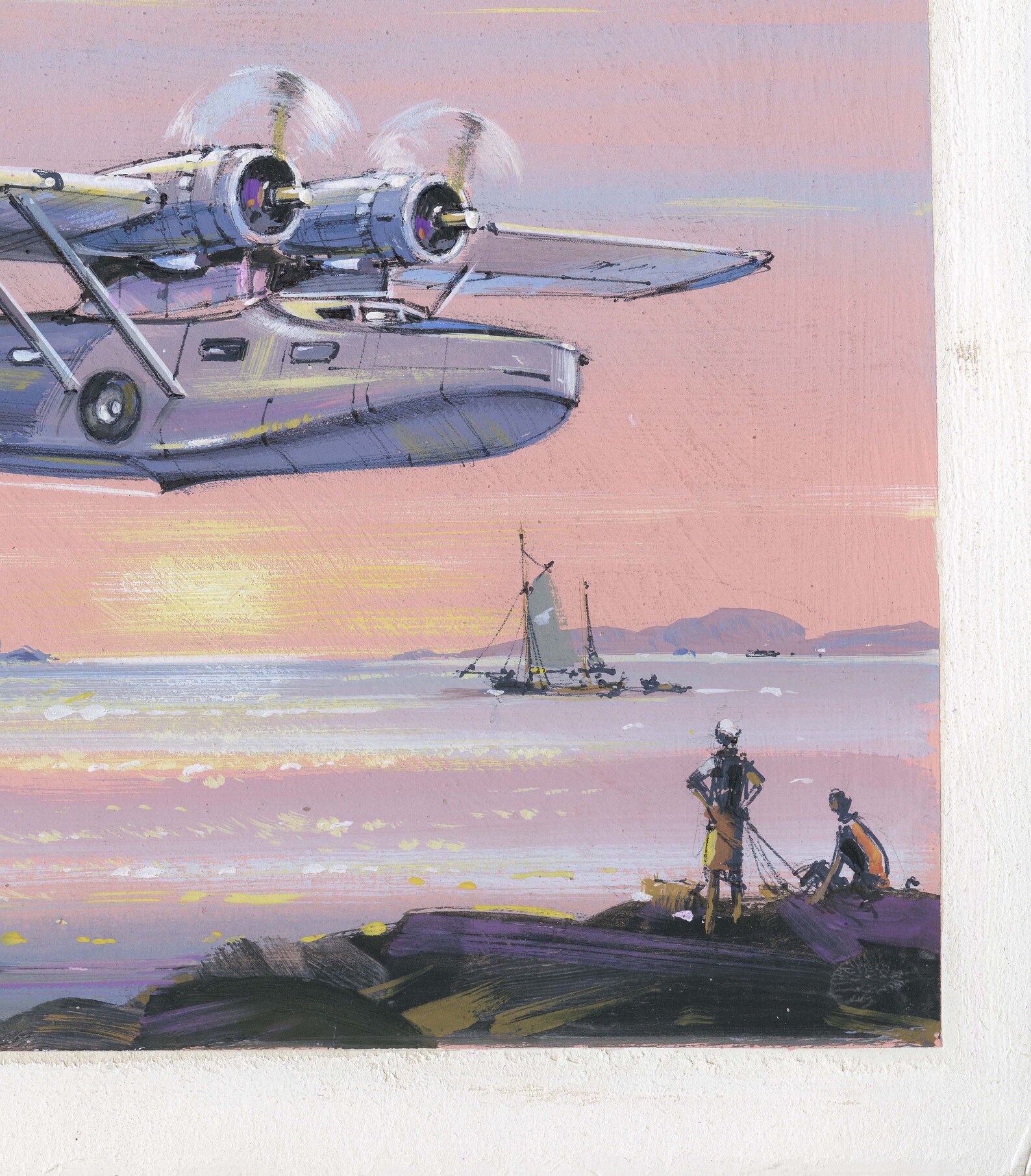 John Smith Illustration Art Drawing Catalina Flying Boat Gouache on ...