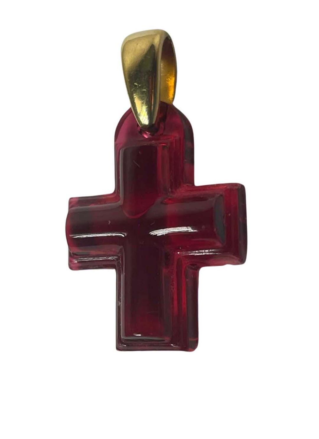 Ruby Red Lalique Crystal Cross Pendant W/ Gold Tone Bale Crucifix - Etsy