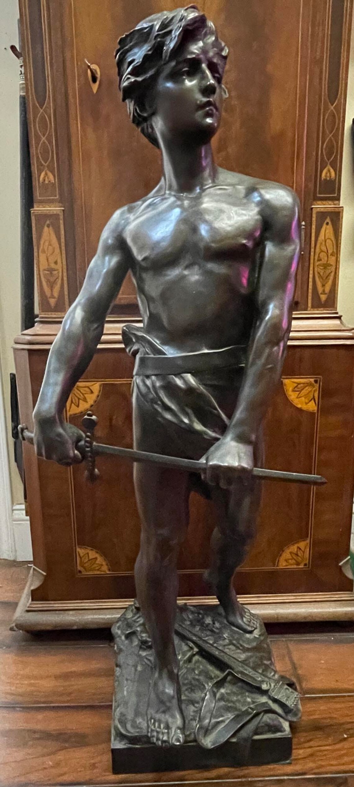 Raoul Larche 19th Century French Bronze SCULPTURE of 'DAVID' Semi Nude ...