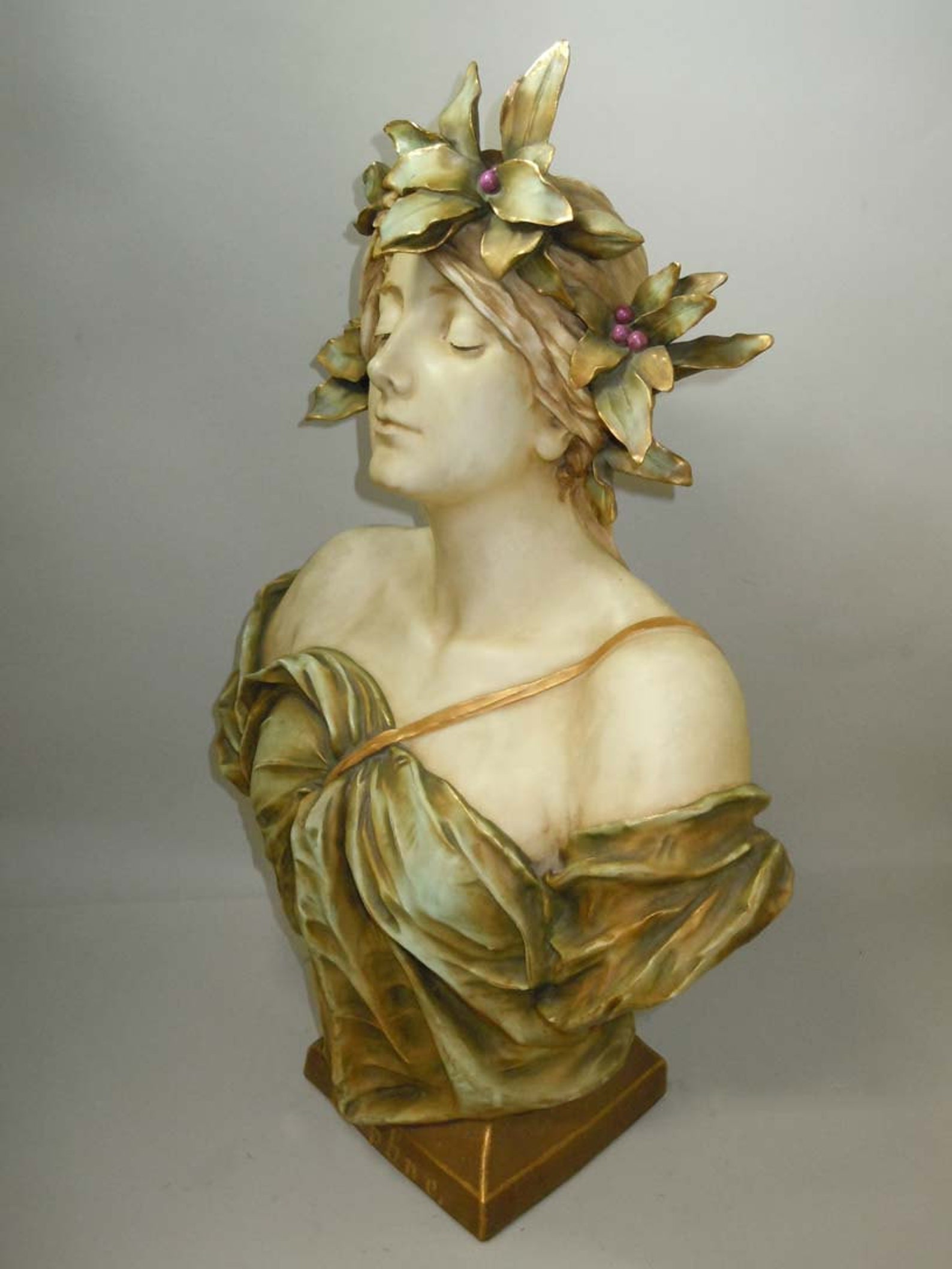 Monumental Art Nouveau Glazed Ceramic Amphora Female Bust "daphne" by ...