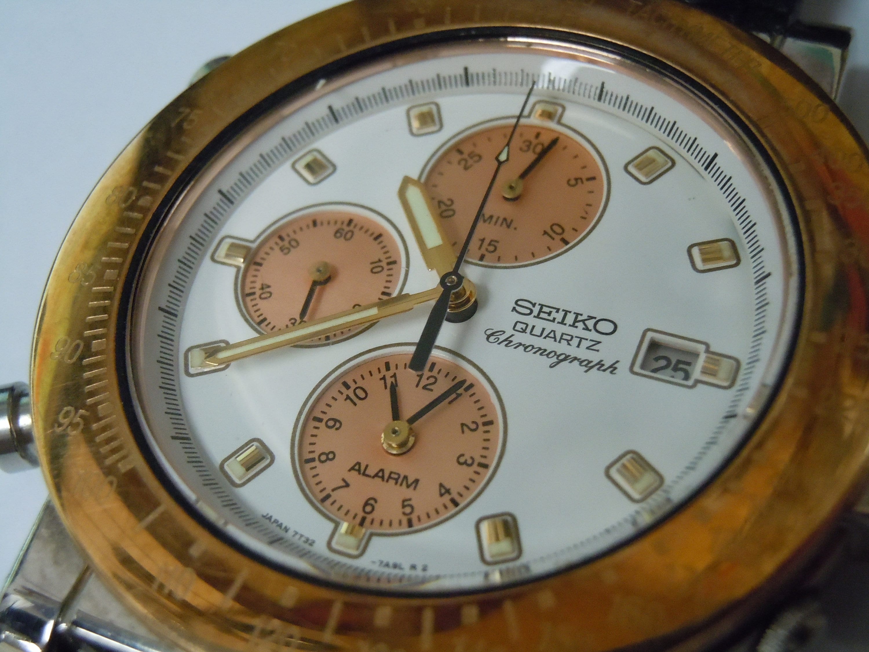 Rare Seiko Men's Chronograph Alarm Date Rose Gold & Steel | Etsy