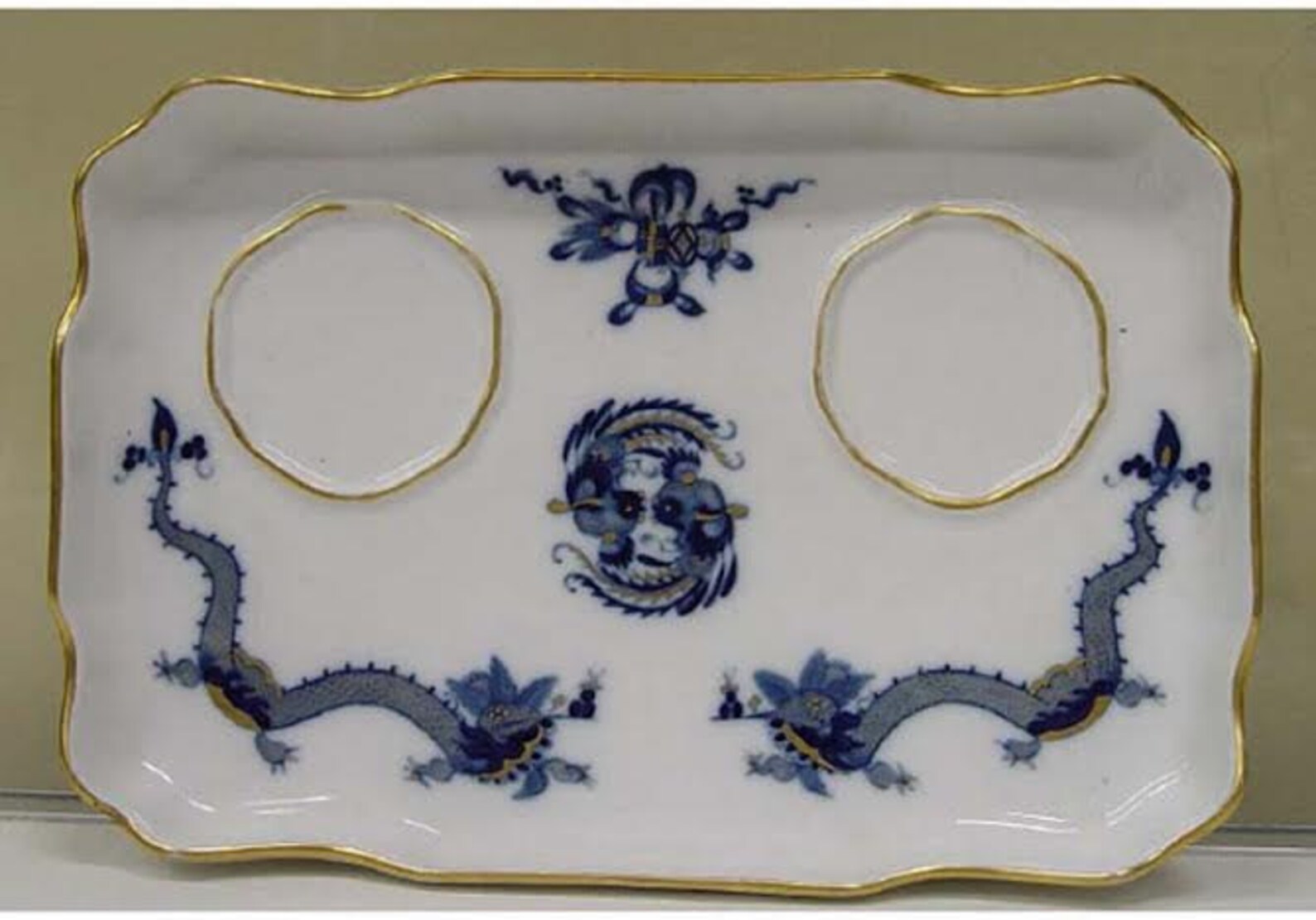 Meissen Porcelain Imperial Flying Dragon Ink Well Pen Tray | Etsy