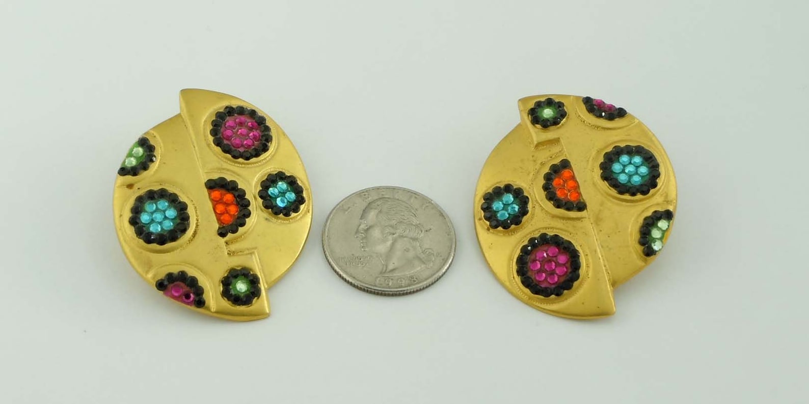 Retro 1980's Richard Kerr Vibrant Rhinestone Clip-on Earrings - Etsy