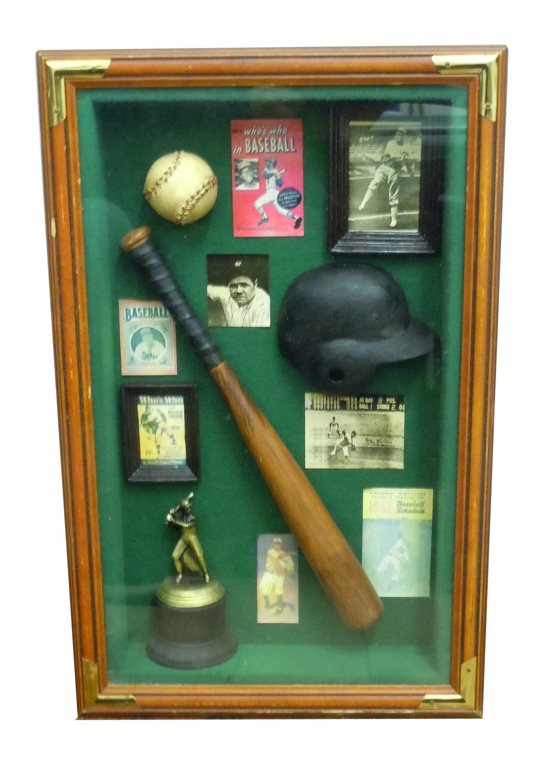 Baseball Framed Shadow Box Frame Bat Ball Helmet Who's Who Babe Ruth - Etsy