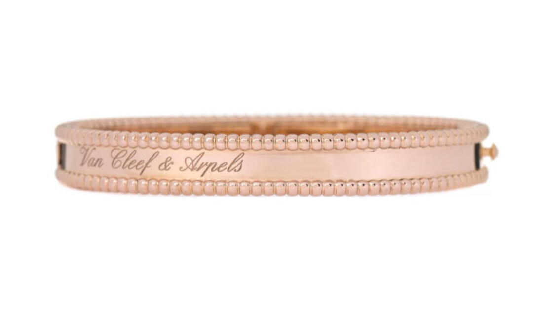 Van Cleef Arpels 18K Rose Gold Perlee Signature Bangle Bracelet S With ...