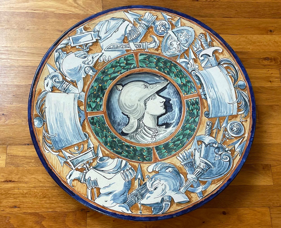 Massive Circa 1900 "this is Sparta" Hand Painted Porcelain Wall Charger ...