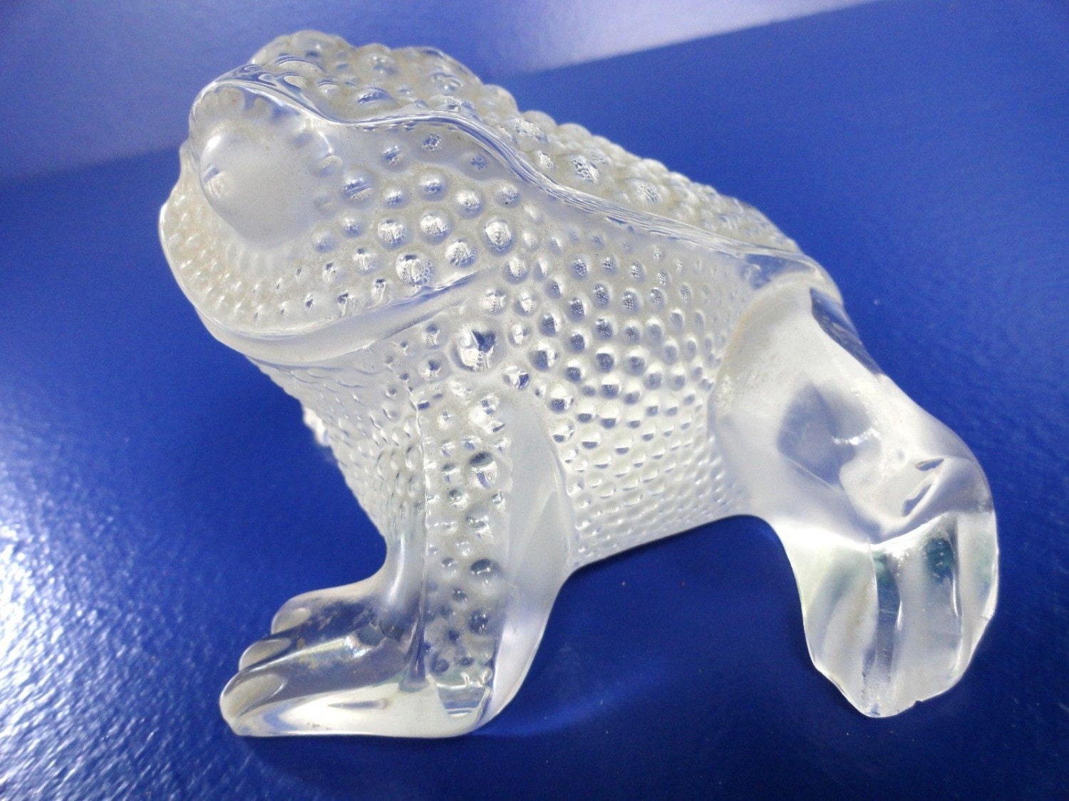 Lalique Crystal Gregoire Frog Toad Figurine Clear Frosted 11640 ...