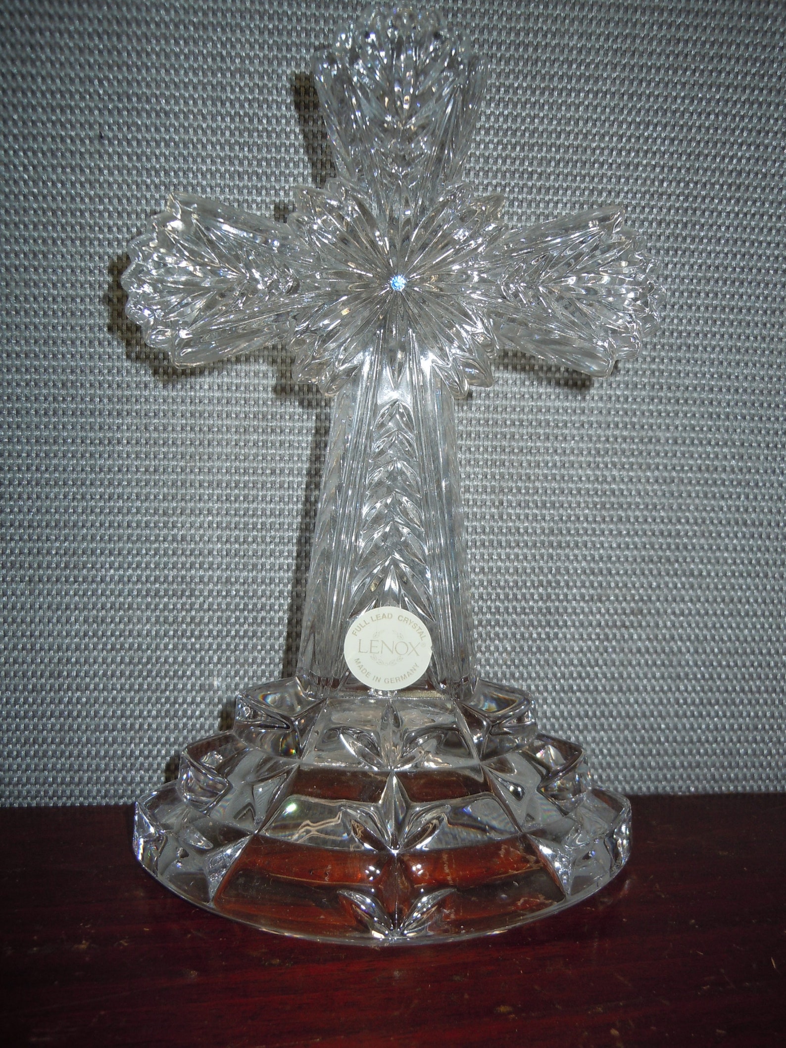 Vintage Heavy Lenox German Lead Crystal Crucifix Cross Desk or Mantle ...