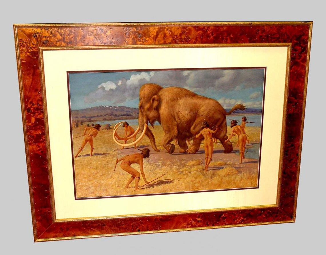 William Hutton Riddell Hunting Woolly Mammoth Watercolor | Etsy