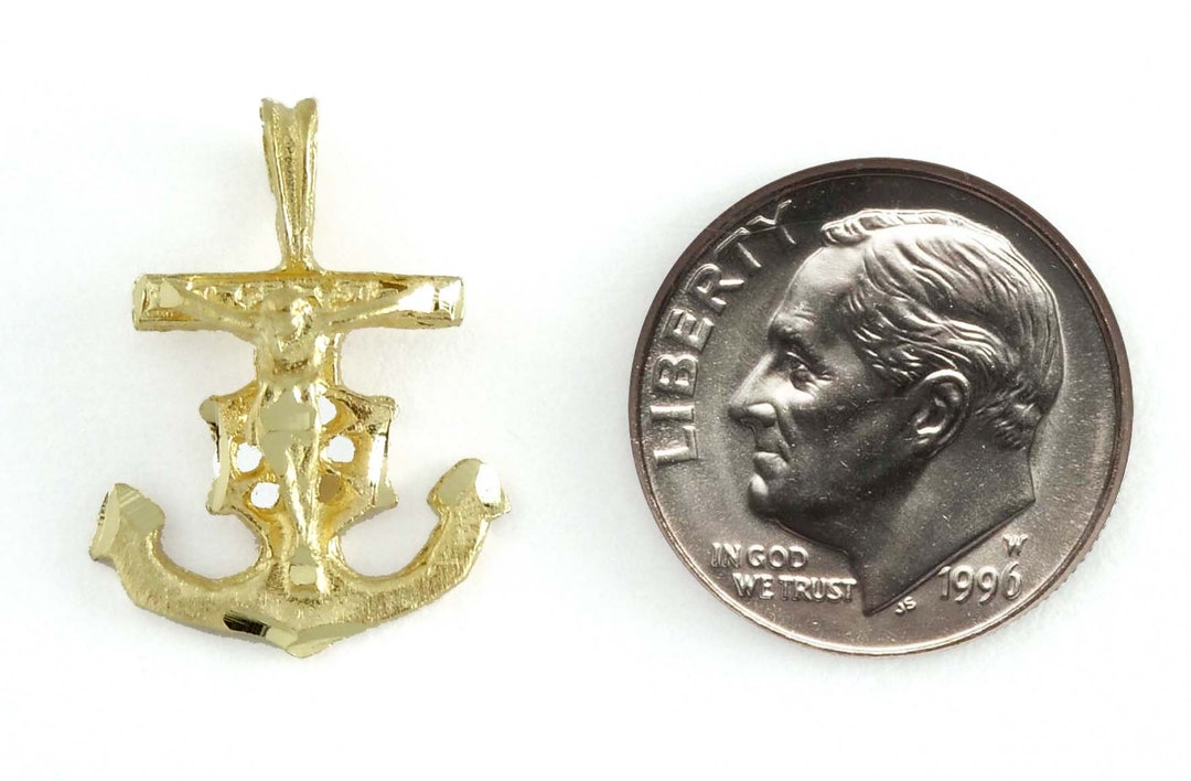 14K Yellow Gold Captains Anchor Ship Wheel Crucifix Cross - Etsy