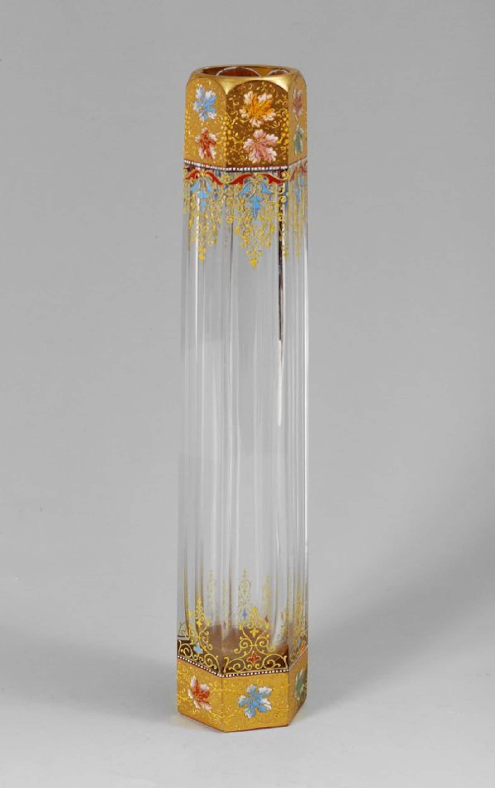 Rare Signed Moser Enameled 6 Sided Art Glass Vase Circa 1900 - Etsy