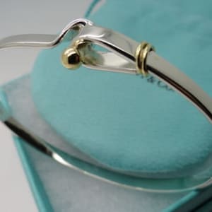 Vintage 18K Tiffany & Co Sterling Silver 18kt Gold Hook Eye Tension ...