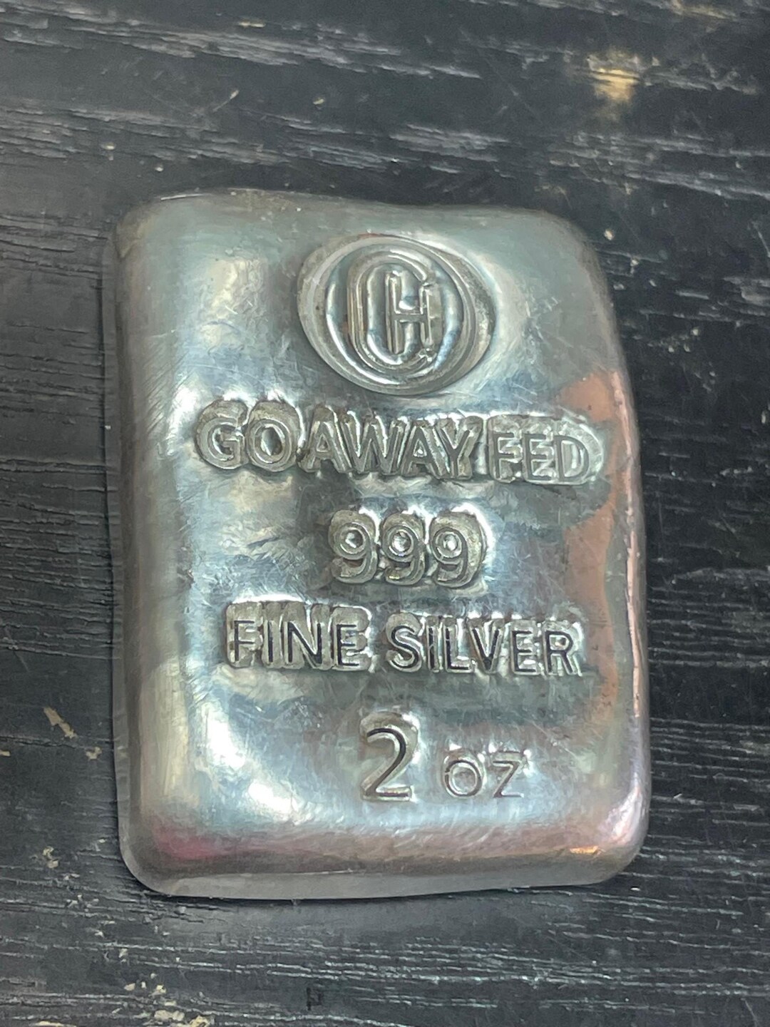 GO AWAY FED .999 Fine Silver 2 Oz Chunky Poured Loaf Bullion Ingot Bar ...