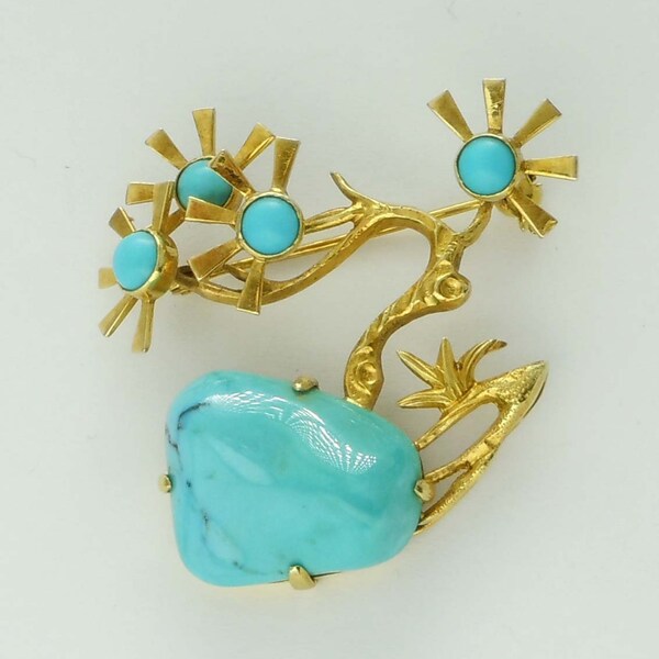 Turquoise Brooch - Etsy