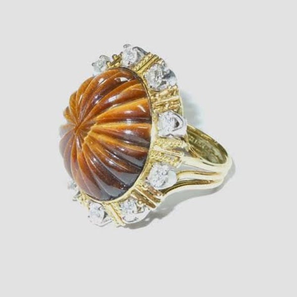 Mens Vintage Carved Tiger Eye Ring - Etsy