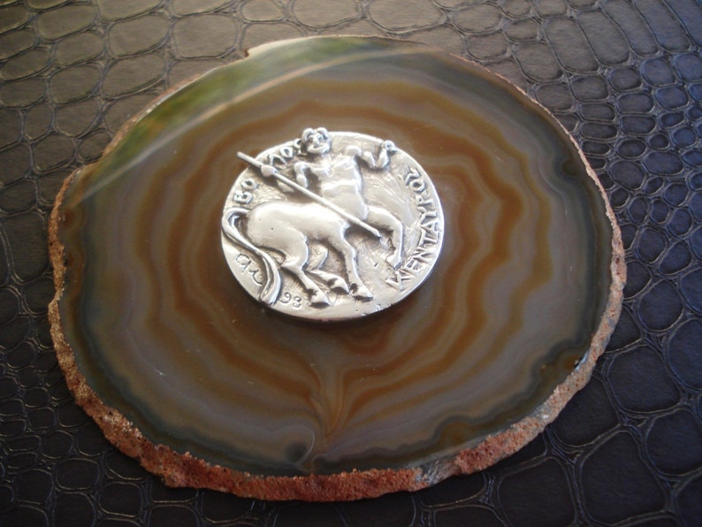 Vintage Silver Centaur Engraving Onyx Paperweight, Greek Mythology ...