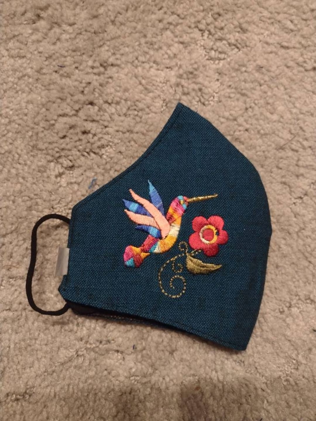 Hummingbird Embroidered Reusable 3 Layer Face Mask With Soft and ...